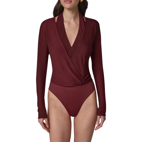 Dkny Long Sleeve Wrap Bodysuit