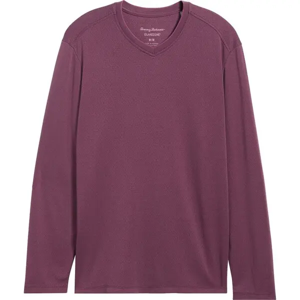 Tommy Bahama Keyport Diamond Long Sleeve V-neck Islandzone® T-shirt - Shadow Plum
