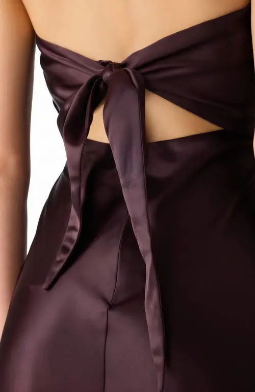 Steve Madden Elaia Satin Tie Back Strapless Dress