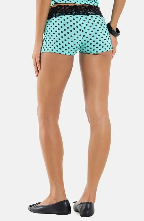 JADED LONDON Polka Dot Lace Trim Mini Shorts