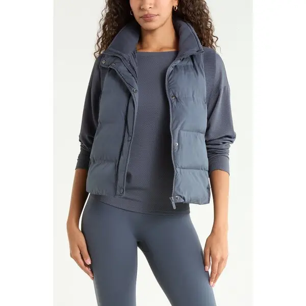 Zella Rib Trim Puffer Vest - Navy Armada