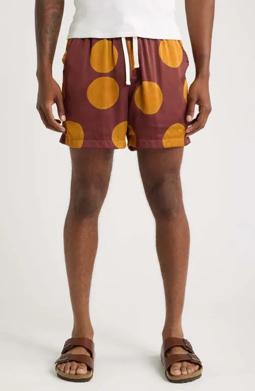 RIZORT Polka Dot Drawstring Shorts - Maroon