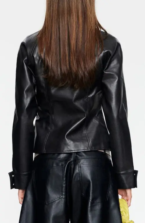Lioness Form Faux Leather Double-breasted Jacket