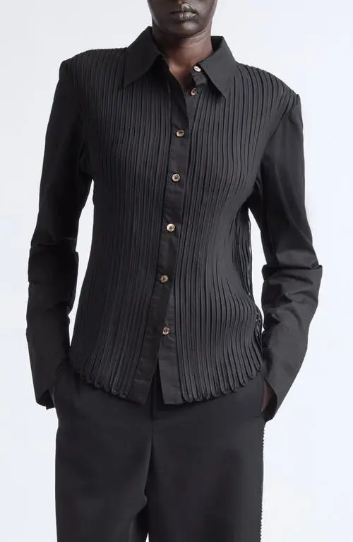 DIOTIMA Mito Bias Tape Cotton Button-up Shirt - Black