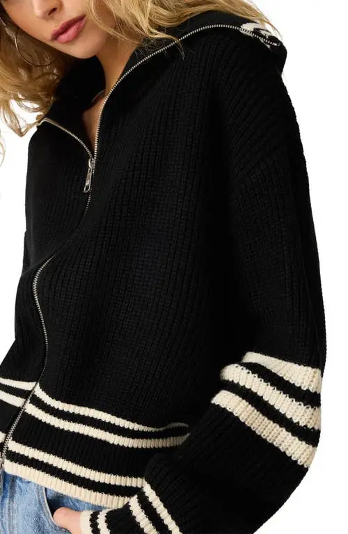 Steve Madden Dara Ribbed Zip Cardigan