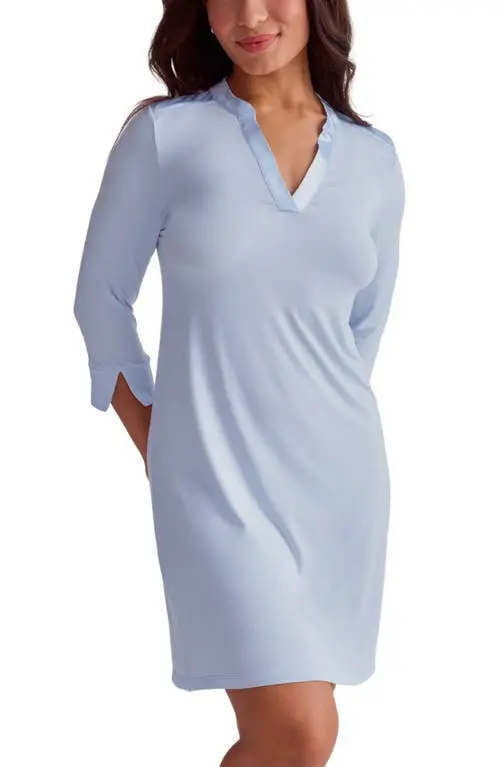 Fleur't Satin Trim Three-quarter Sleeve Nightshirt