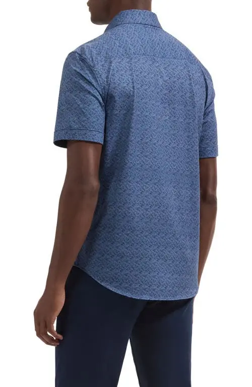 Bugatchi Miles Ooohcotton® Tech Print Button-up Shirt - Navy