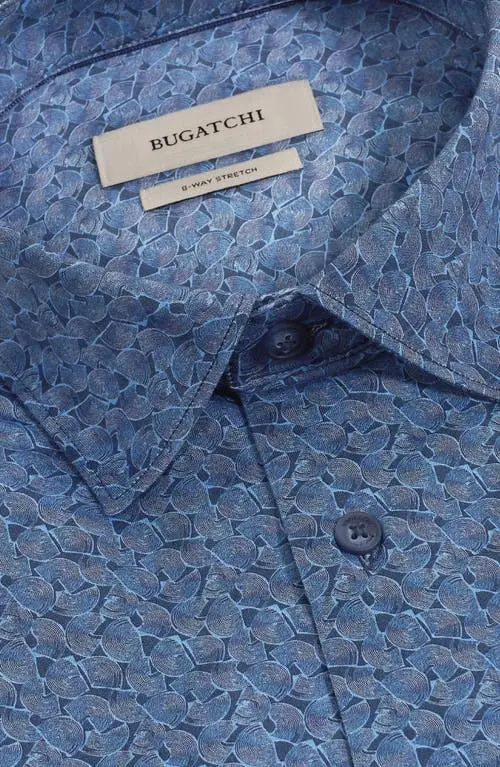 Bugatchi Miles Ooohcotton® Tech Print Button-up Shirt - Navy