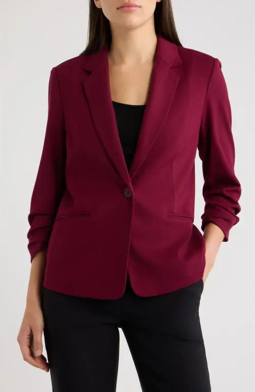 Anne Klein One Button Jacket With Scrunch Sleeves - Chianti