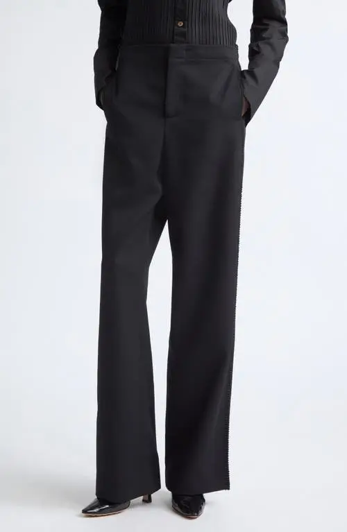 DIOTIMA Trine Side Embroidered Wool Wide Leg Pants - Black