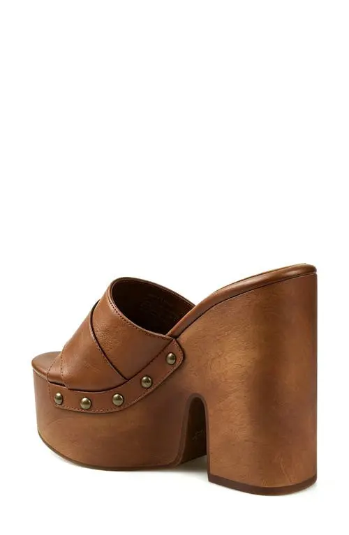 CANDIE'S Platform Slide Sandal With Buckle Detail - Tan