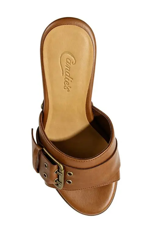 CANDIE'S Platform Slide Sandal With Buckle Detail - Tan