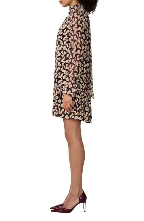 Diane Von Furstenberg Fan Print Tie Neck Mini Dress