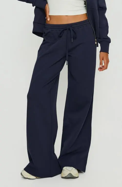 Princess Polly Summits Mid Rise Flare Track Pants - Navy