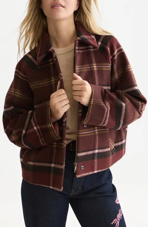 Scotch & Soda Checked Wool Blend Short Jacket - Bitter Chocolate