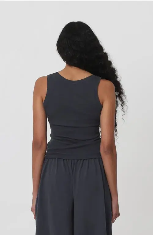 EVERYBODY.WORLD The Tank Ribbed Scoop Neck Top - Slate