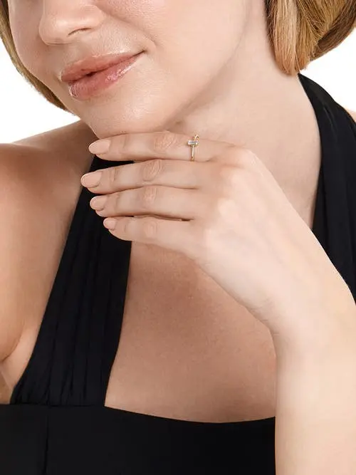 DEVATA Baguette Lab Grown Diamond Solitaire Ring In 14k Gold