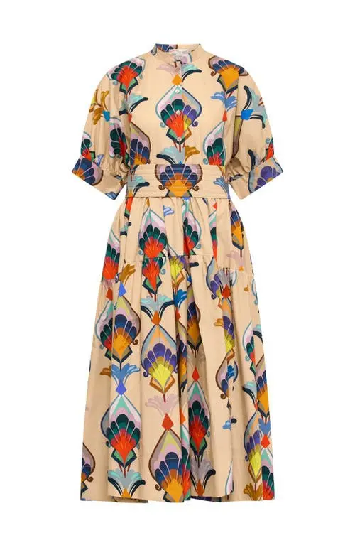 MAISON COMMON Printed Cotton Popelin Dress With Belt
