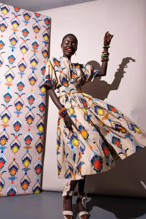 MAISON COMMON Printed Cotton Popelin Dress With Belt