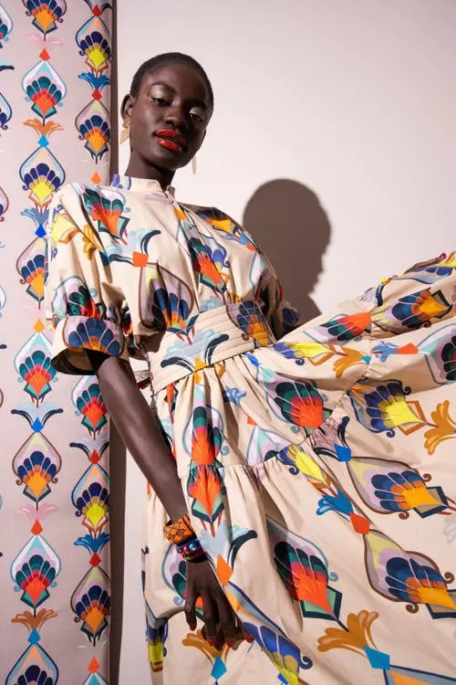 MAISON COMMON Printed Cotton Popelin Dress With Belt