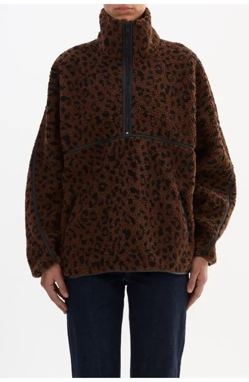 LAMARQUE Helsa Polar Fleece Pullover With Faux Leather Piping