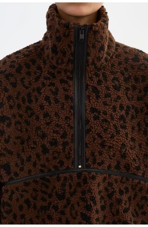 LAMARQUE Helsa Polar Fleece Pullover With Faux Leather Piping