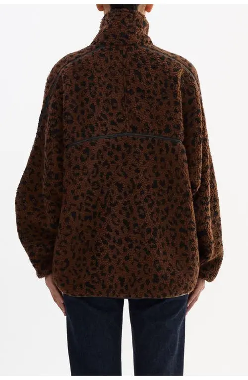 LAMARQUE Helsa Polar Fleece Pullover With Faux Leather Piping