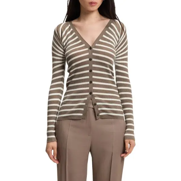 BOSS Fayani Striped Wool Cardigan
