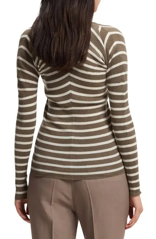 BOSS Fayani Striped Wool Cardigan