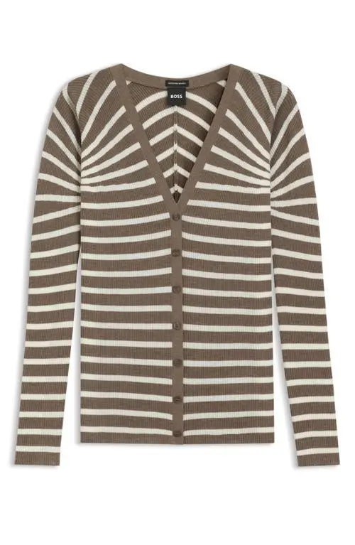 BOSS Fayani Striped Wool Cardigan