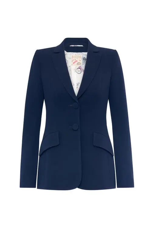 MAISON COMMON Classic Blazer With Sharp Shoulders - Navy