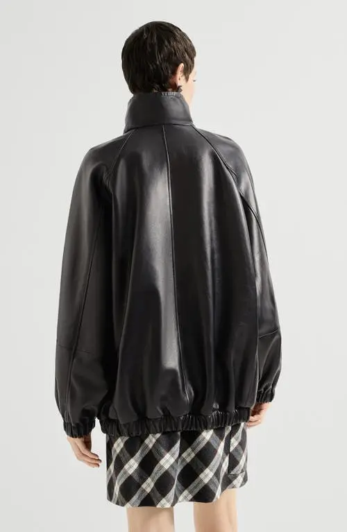 Brunello Cucinelli Nappa Leather Bomber Jacket With Monili