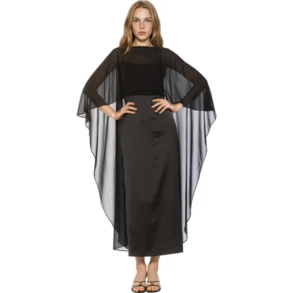 ALEXIA ADMOR Satin Gown With Chifon Overlay - Black