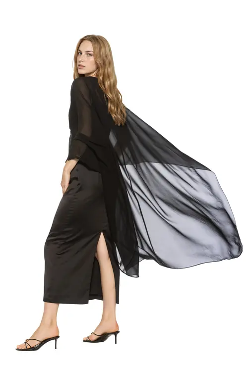 ALEXIA ADMOR Satin Gown With Chifon Overlay - Black