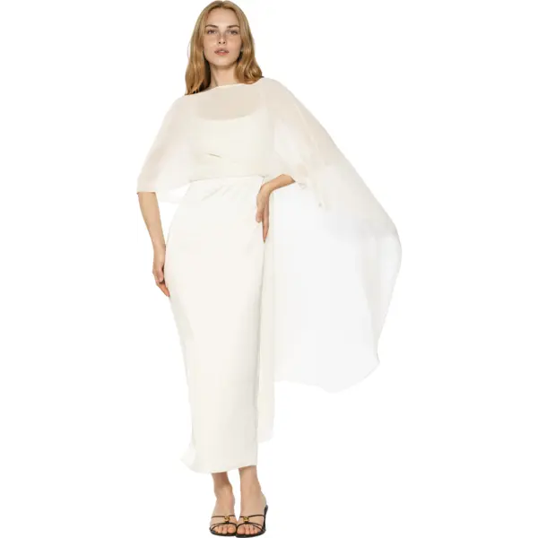 ALEXIA ADMOR Satin Gown With Chifon Overlay - Ivory