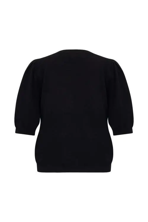 MAISON COMMON Embroidered Half Sleeve Pullover - Black