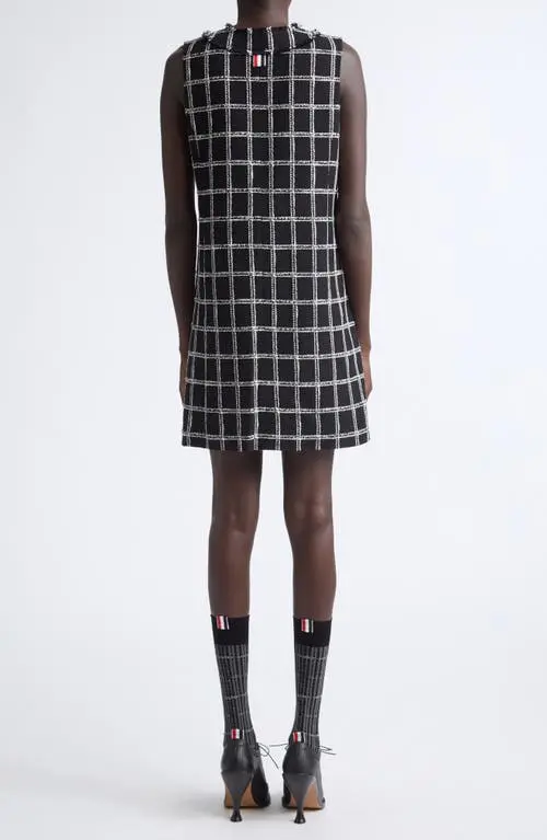Thom Browne Windowpane Check V-neck Cardigan Dress