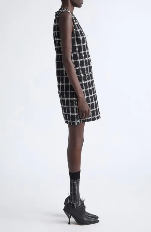 Thom Browne Windowpane Check V-neck Cardigan Dress