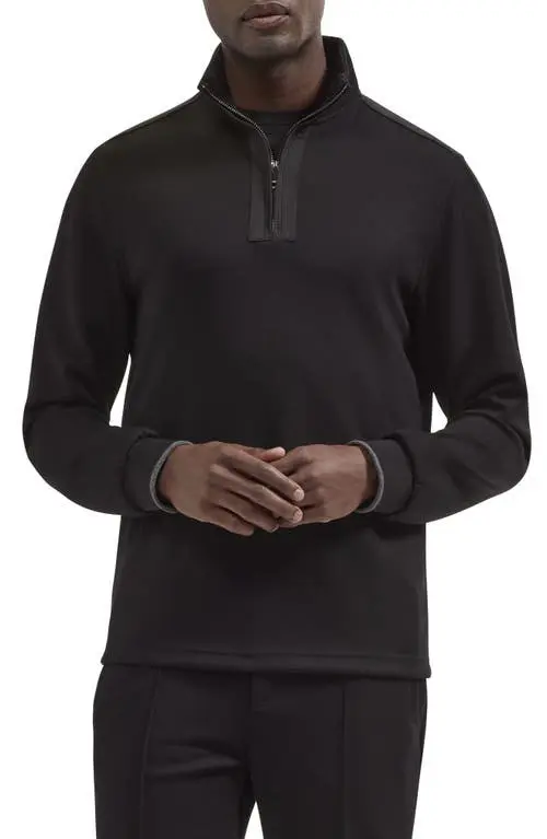 Bugatchi Soft Touch Quarter Zip Pullover - Black