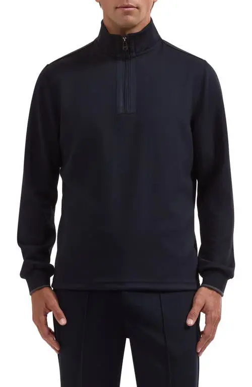 Bugatchi Soft Touch Quarter Zip Pullover - Navy