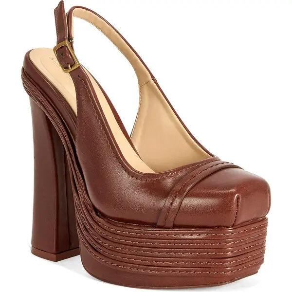 AZALEA WANG Peggy Faux Leather Platform Slingback Pump