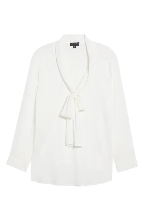 TAHARI ASL Draped Tie Neck Long Sleeve Crepe Shirt