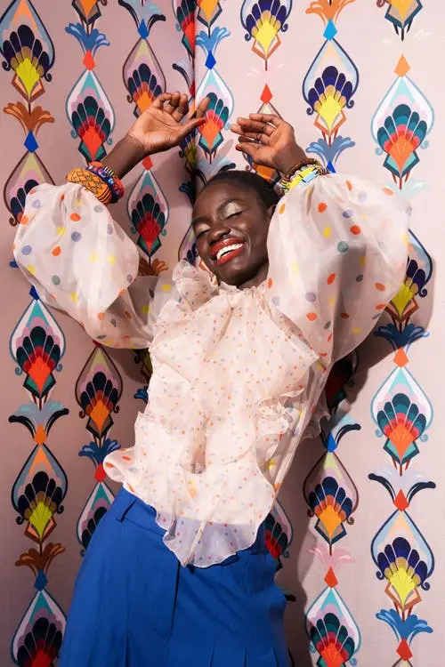 MAISON COMMON Printed Silk Organza Blouse With Flounces Polka Dot Print - Sand Multicolour