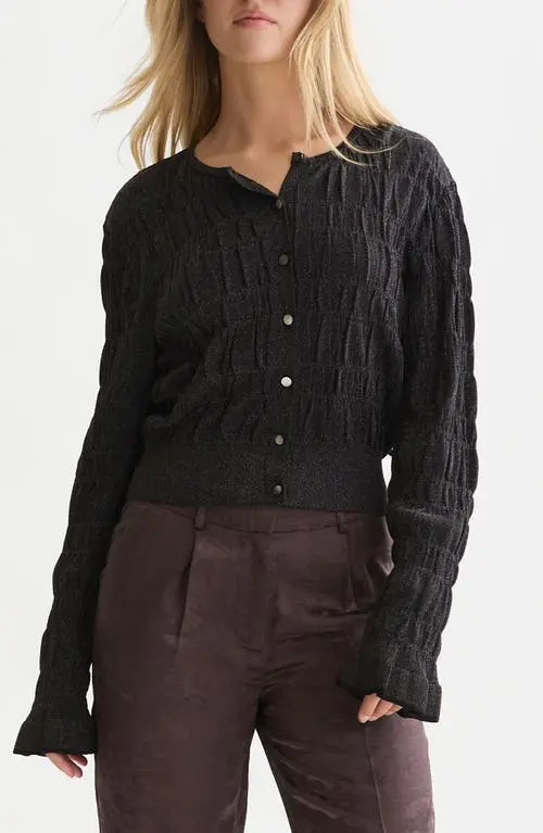Scotch & Soda Smock Stitch Crewneck Cardigan - Meteorite