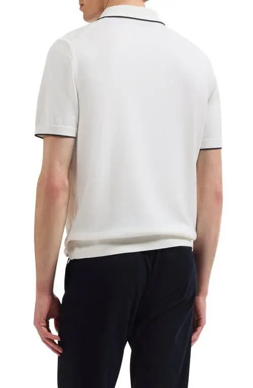 Bugatchi Argyle Short Sleeve Polo Sweater - Chalk