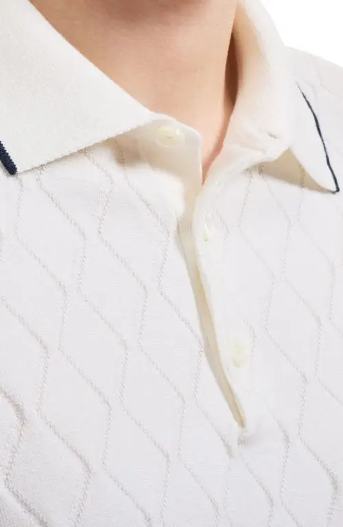 Bugatchi Argyle Short Sleeve Polo Sweater - Chalk