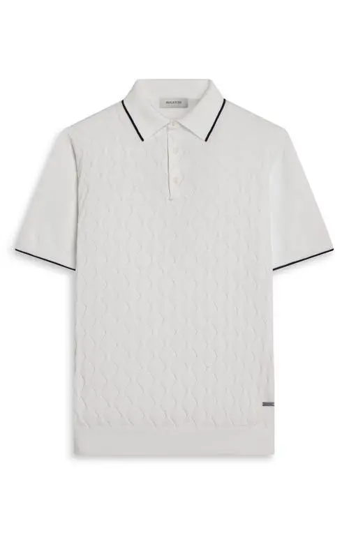 Bugatchi Argyle Short Sleeve Polo Sweater - Chalk