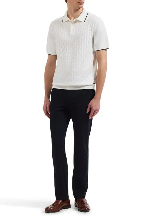 Bugatchi Argyle Short Sleeve Polo Sweater - Chalk