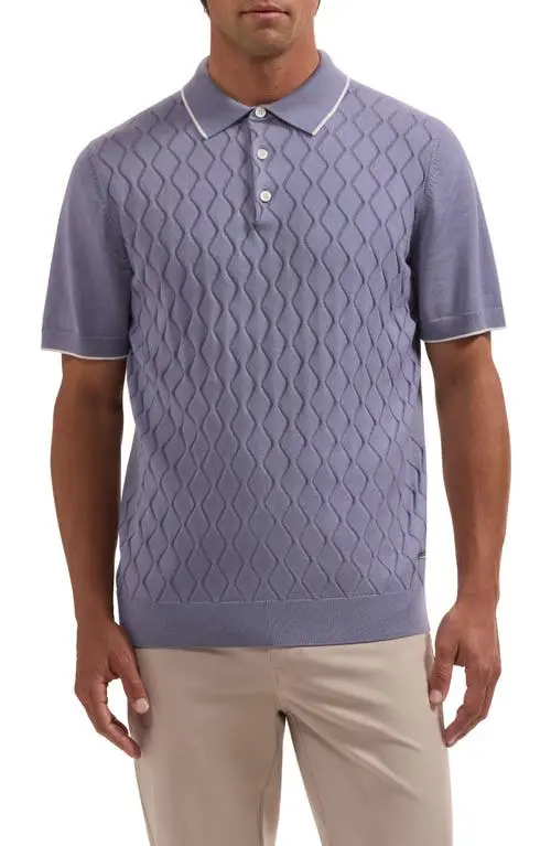 Bugatchi Argyle Short Sleeve Polo Sweater - Orchid