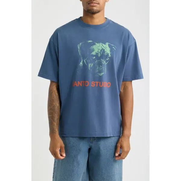 SANTO STUDIO Cynical Stare Dog Graphic T-shirt